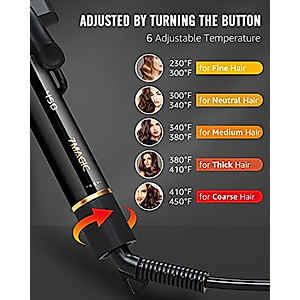 Hair Waver, 3 Barrel Curling Iron for Beachy Waves, Hair Crimper with LCD Temp Display, Ceramic Tourmaline Triple Barrels Curling Wand, Beach Waver Curling Iron with Dual Voltage, Black