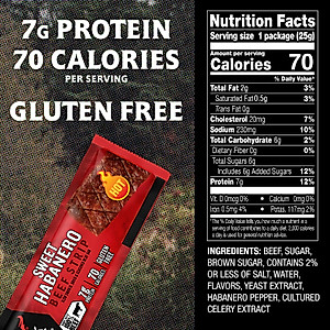 Jack Link's Protein Bars, Sweet Habanero, 12 Count - 7g of Protein and 80 Calories Per Jerky Bar, Made with Premium Beef, No added MSG - Keto Friendly and Gluten Free Snacks