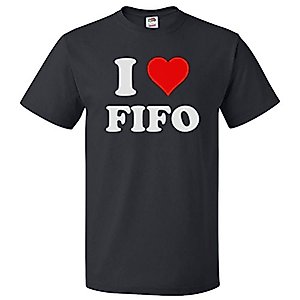 ShirtScope I Love FIFO T Shirt I Heart FIFO Tee Large Black