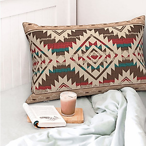 Southwest Geometric Aztec Pillow Case Queen Size - Soft Pillowcase 20x30 Inch Durable Easy Care Decorative Bed Pillow Protectors Covers for Skin and Hair