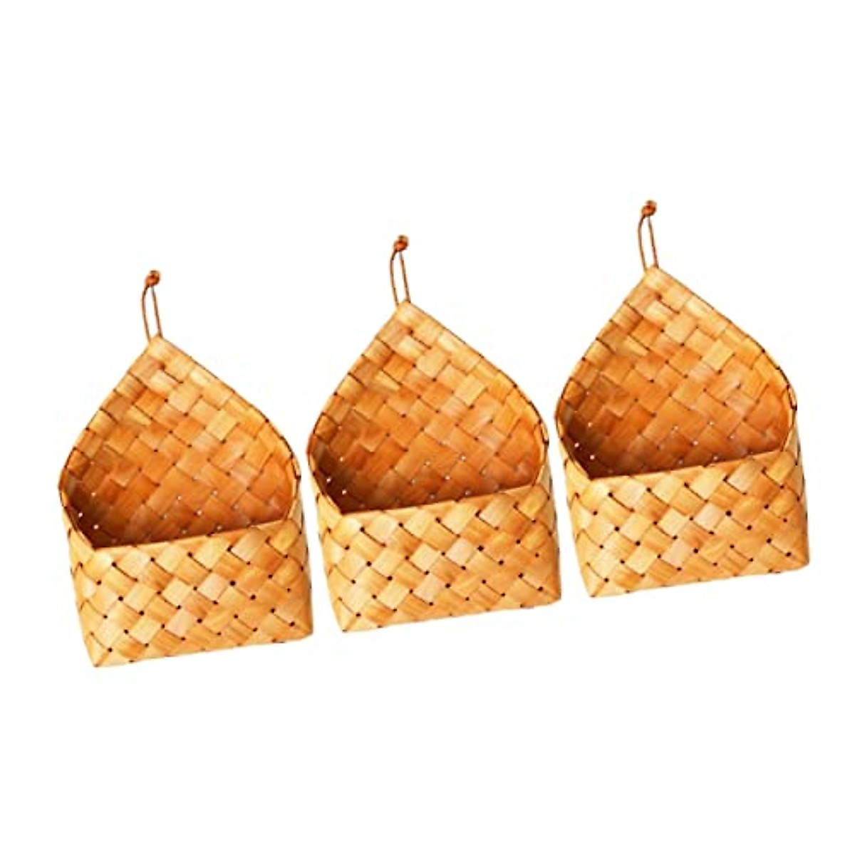 Alipis 3pcs for Entryway Plants Organizer Rustic Finishing Bag Bin Flower Decor Rope Wooden Basket Pocket Clothing Household Letter Container Wall Pot Office Mail Sundries Organiser
