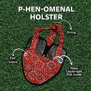Hen Holster Bird Diaper Harness - Wrap Around for Hens, Roosters, Ducks & Geese, Leak-Proof Bird Diaper with Sewn-in Liner, Secure Hook & Loop Closure - S/M, Red Bandana