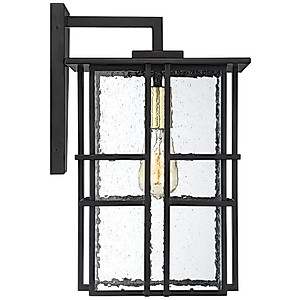 Possini Euro Design Arley Modern Outdoor Wall Light Fixture Black Geometric Frame 16" Seedy Glass for Exterior Barn Deck House Porch Yard Patio Outside Garage Front Door Garden Home Roof Lawn