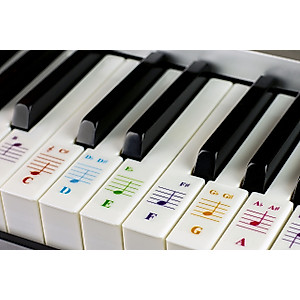 QMG Piano Keyboard Stickers for 88/76/61/54/49/37 Key Large Letter Piano Stickers for Learning, Removable Piano Keyboard Letters, Notes Label for Beginners and Kids, Made in USA