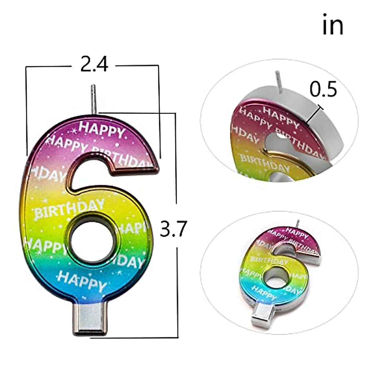 DERVENTA Birthday Candles Big Numbers Multicolored 3.7 inch Party Cake Topper 1 Piece (Number 8 Multi-Colored)