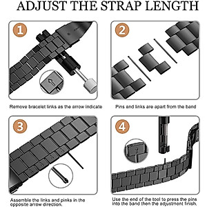 FitTurn Bands Compatible with FITVII Metal Stainless Steel Watch Band Replacement Classic Durable Solid Link Accessory Buckle Metal Strap Wrist Band for FITVII H86 Fitness Tracker (RoseGold)