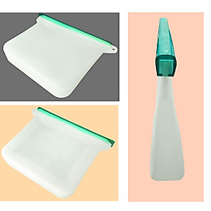 Edgeineco 4-pack Reusable Silicone Food Bag Airtight Seal Food Grade Preservation Multipurpose Bag Ideal for Food containers, Reusable Lunch bag, Organization set, Hot Cooking, Microwave, Steam Heat.