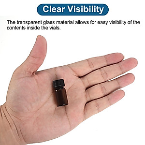 PATIKIL 2ml Amber Glass Vials, 100 Pack Sample Vials with Screw Cap Reagent Media Bottle Leak-Proof Liquid Sample Glass Vial for Lab Laboratory Storage