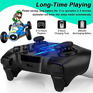OUBANG Wireless Controllers for Nintendo Switch/Lite/OLED Controller, Switch Pro Controller with Dual Vibration, Upgrade Joystick Switch Gamepad Remote with Wake UP and Turbo Function Black White