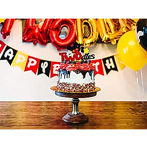 Oh Twodles Balloons Mickey Mouse Second Birthday Cake Topper 2nd Banner Party Supplies Decorations Photo Prop for Boy Baby Bday (Twodles)