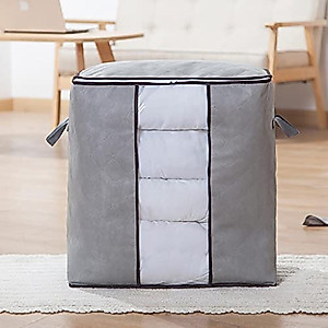 Home Quilt Storage Box Large Capacity Foldable Storage Box with Window, Under Bed Storage Containers, Foldable Closet Organizers, Comforters Blankets Bedding Clothes Storage Bins 18.8x11.8x19.7in