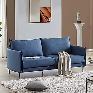 Merax 65.8" Modern Soft Linen Couch Upholstery Loveseat Sofa for Livingroom Bedroom Office Blue Love Seats