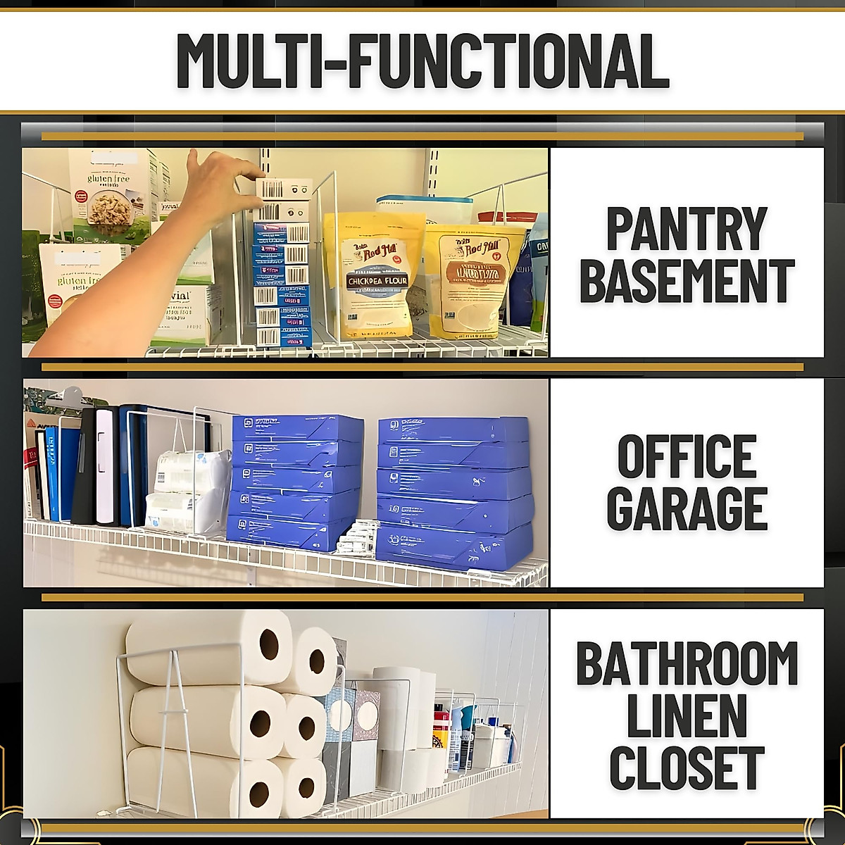 Evelots 8 Pack Wire Shelf Dividers for Closet/Office/Pantry/Garage-New & Improved-Vertical Storage/Organization-Easy No Tool Install-Plastic Coated Steel