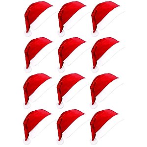 SORANGEUN 12pcs Santa Hats, Bulk Santa Hats for Adult, Red Classic Christmas Hats for Men and Women, Nonwoven Xmas Hats, Gorros De Navidad