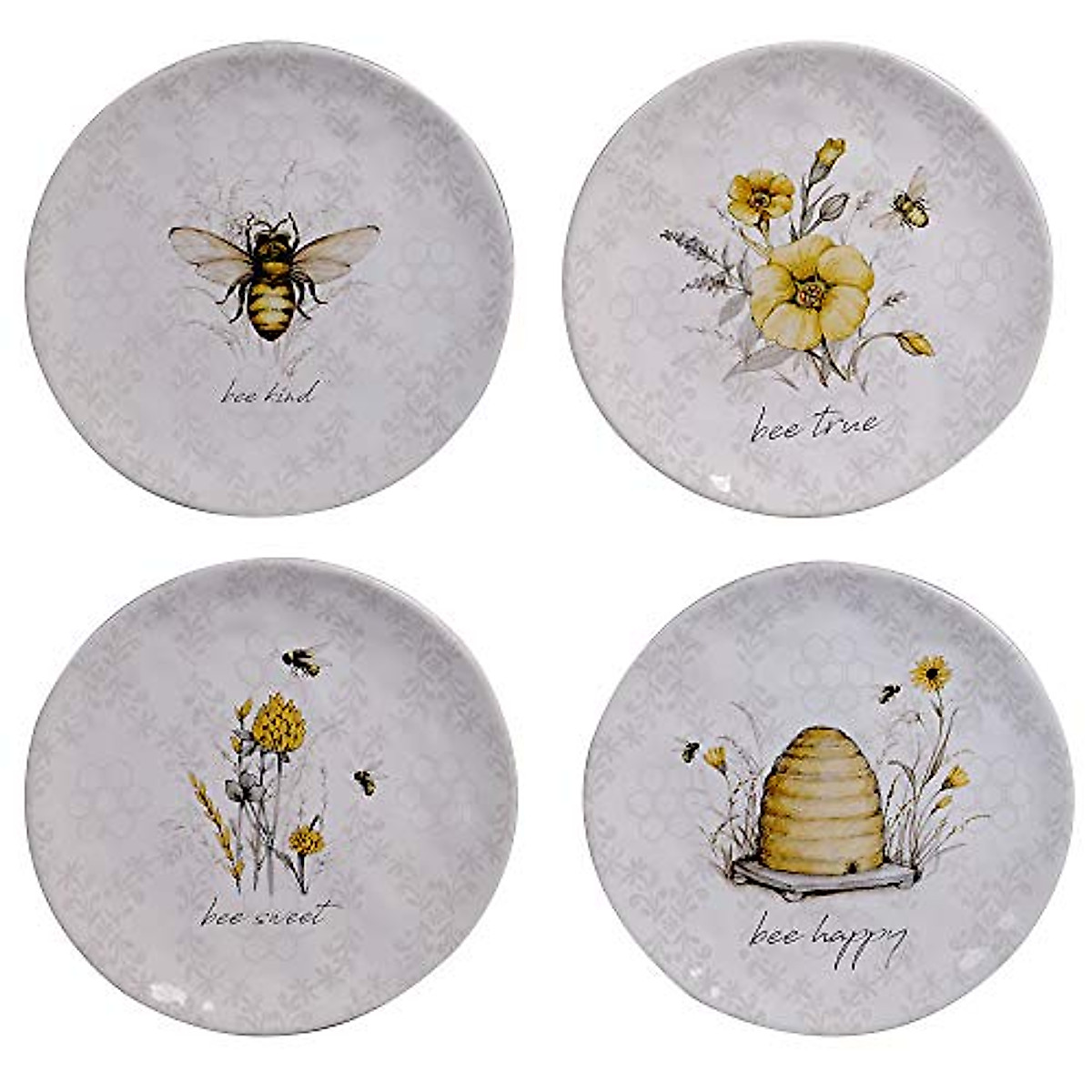 Certified International Bee Sweet Dinnerware, Service for 4, 16 Piece Set, Multi Colored