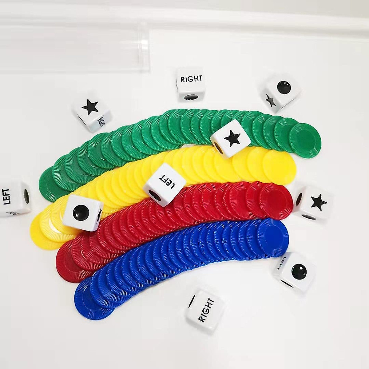 JHFY Left Right Center dice Game Prime Set Bundle- 4 Pack Assorted Colors…