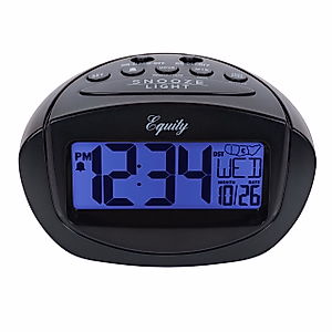 Equity by La Crosse 31022 Insta-Set LCD Alarm Clock, Black
