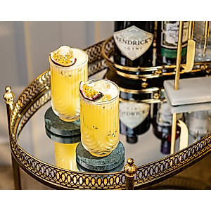 Vintage Art Deco Highball Gatsby Cocktail Glasses | Set of 4 | 14 oz Double HiBall Glassware for Drinking Mojito, Gin Rickey, Whiskey Highball, Classic Long Bar Drinks | Large Tall Tumblers