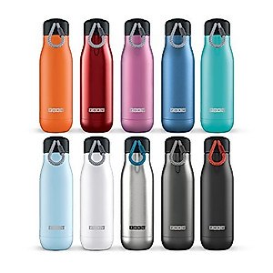 Zoku Stainless Steel Water Bottle 18-Ounce; Matte Black; Leak-Proof & Spill Proof; Durable Paracord Lanyard Cap, Double-Walled Vacuum Insulated; Large 1-1/2-Inch Diameter Mouth Opening