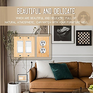 10 Pieces Wood Double hole Outlet Light Switch Plate 4.5" X 2.76" Raw Wood Wallplate Bamboo Light Switch Cover Quality Wallplate Wooden Electrical Decor (Double hole Outlet)