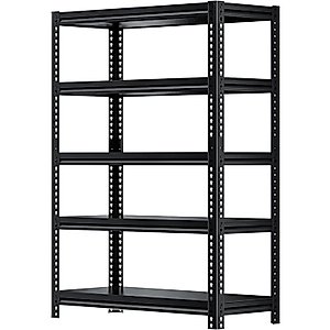 Kilyssa 72" H Garage Shelving Heavy Duty Storage Shelves Loads 2000 LBS, Adjustable 5 Tier Shelving Units Metal Shelves Storage Rack Shelf for Garage,Warehouse,Basement 31.5"W x 15.7"D x 72"H, Black