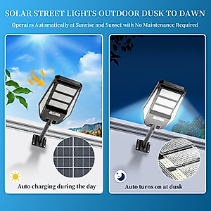 4800W Solar Street Lights Outdoor - Solar Lights Outdoor Waterproof, 7000K LED Solar Parking Lot Lights Commercial Dusk to Dawn, Street Lights Solar Powered Motion Sensor for Street, Outside, Yard