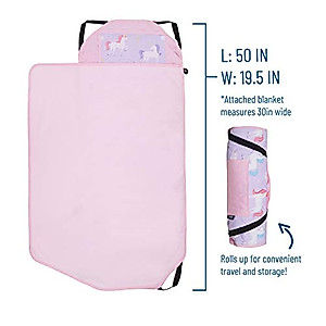 Wildkin Kids Modern Nap Mat with Reusable Pillow for Boys & Girls, Perfect for Elementary Sleeping Mat, Features Elastic Corner Straps, Soft Cotton Blend Materials Nap Mat for Kids (Unicorn)