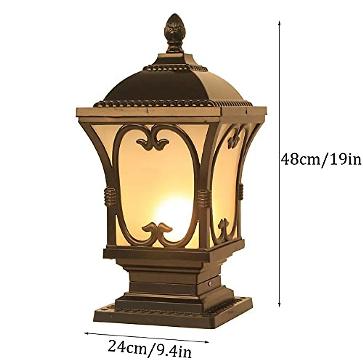 MODEBHD Square Continental Waterproof Table Lamp Column Lamp Glass Courtyard Gate Lights Bollard Lamp Street Post Light Garden Villa Outdoor Lights E27 Decoration Lighting Landscape Lantern Pillar Lig