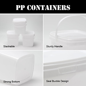 DIICCYO 2L Ice Cream Tub Containers with Lids and Handles, 67 Oz Square Airtight Small Freezer Food Storage Bucket, Plastic Containers Reusable Pail for Home Party Supplies, 12 Pcs