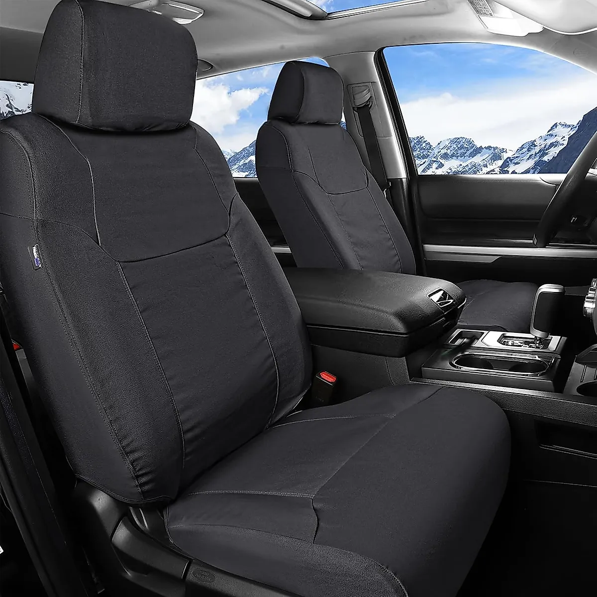 Truckiipa Tacoma Seat Covers Full Set Custom Fit for 2016-2023 Tacoma Double/Crew Cab SR SR5 TRD Sport TRD Off-Road TRD Pro Limited,Canvas Truck Carseat Seat Protectors(Full Set, Black)