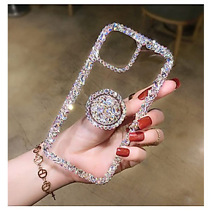 redecarie for Galaxy S9 Plus Case,Luxury Bling Glitter Diamond Ring Holder Kickstand Sparkle Crystal Rhinestone Women Girls Kids Clear Protective Phone Cover for Samsung Galaxy S9 Plus