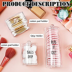 Gerrii 3 Pack Cotton Swab Dispenser, 10oz Cotton Ball Holder Canister Storage Container Bathroom Apothecary Jars with Lids for Rounds Cotton Ball Pad, Makeup Sponges, Hair Accessories