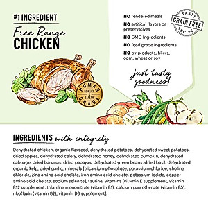 The Honest Kitchen Human Grade Dehydrated Grain Free Dog Food – Complete Meal or Dog Food Topper – Chicken 10 lb (makes 40 lbs)