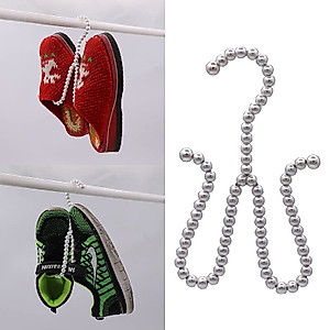 4 Pack Pearl Shoes Hanger Plastic Elegant Shoes Drying Rack Faux Pearl Beaded Shoe Display Closet Organizer Storage for Adults Men Women