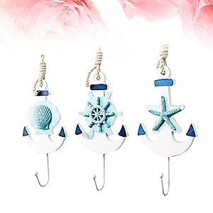 Cabilock 3pcs Mediterranean Ocean Style Wall Hook Coat Hook Clothes Hooks Hanger Wall Hanging Hooks for Home
