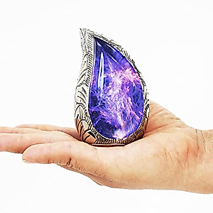 M MEILINXU Small Keepsake Urn for Human Ashes - Mini Cremation Urns for Ashes - Fits a Small Amount of Cremated Remains -Display Urn at Home or Office (Purple Starry Sky - Made of Brass Hand Engraved