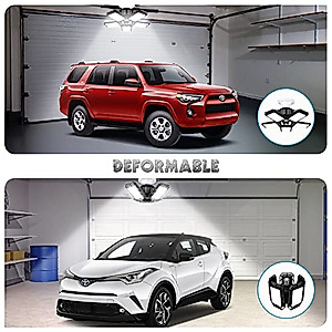 Luyata 2 Pack LED Garage Lights, 160W 16000LM 6500K Deformable LED Garage Ceiling Light Shop Lights with 5 Adjustable Panels for Garage Workshop Basement Support E26/E27 Screw Socket