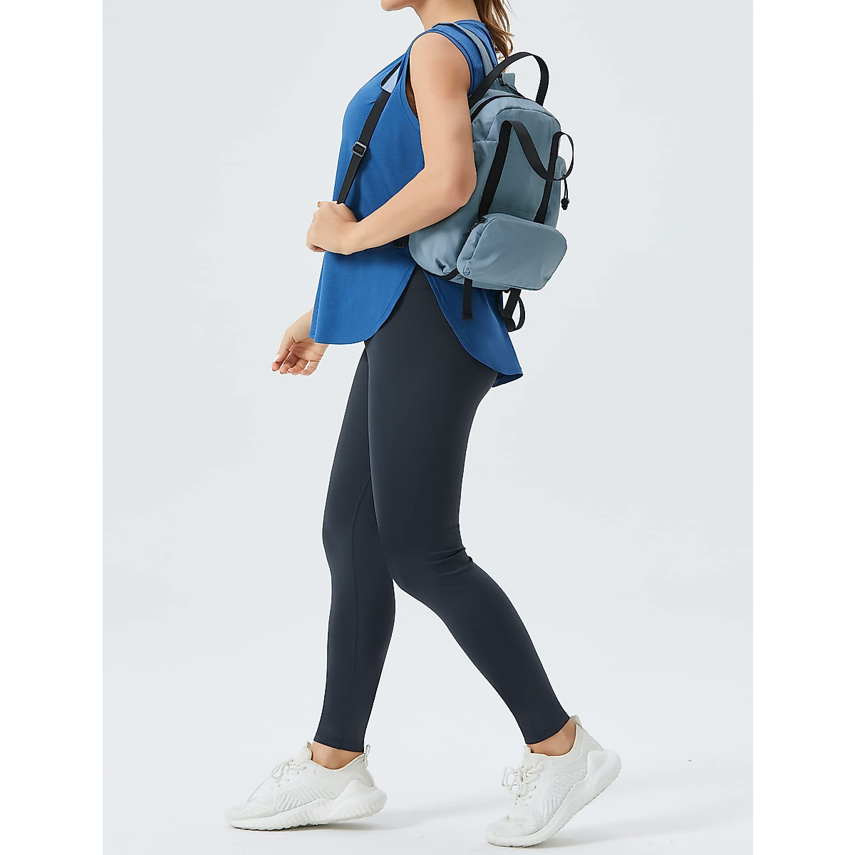 Wjustforu Hiking Backpack with Multiple Pockets for Men Women Lightweight Water-Resistant Travel Essentials Perfect for Camping Biking Yoga Mini Backpack Fanny Bag Set Grey Blue