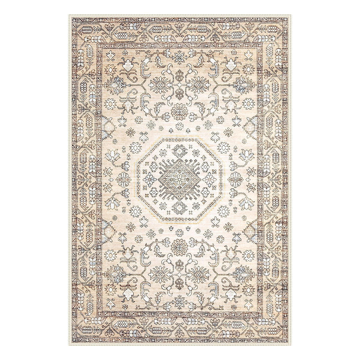 Entryway Rug 2x3 Washable Rug: Boho Small Throw Rug Ultra Thin Indoor Non-Slip Stain Resistance Front Door Mat for Entrance Kitchen Bedroom Home Office (Beige, 2'x3')