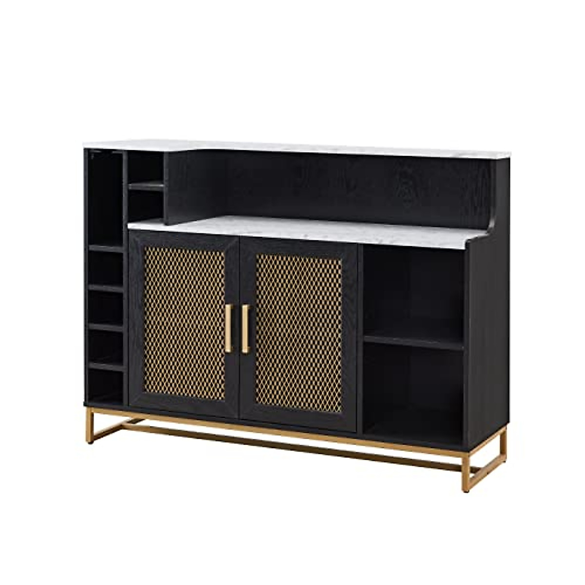 Home Source Black Accent Bar Cabinet with Mesh Door