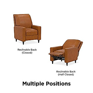 Novogratz Lana Pushback, Living Room Accent Chair, Camel Faux Leather Recliner (DA2025109N)