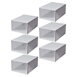 Hemoton Clear Shoe Organizer Plastic Shoe Box with Clear Door, 6pcs Plastic Stackable Shoe Organizer for Closet, Space Saving Foldable Shoe Rack Sneaker Container Bin Holder