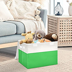 DOMIKING Rustic Neon Green Large Storage Bin with Lid Collapsible Shelf Baskets Box with Handles Closet Organizer for Bedroom Living Room Kid's Room