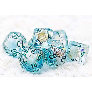 Blue Ocean of Seashell DND Dice Set for Dungeons and Dragons Gifts, D&D, D and D, Pathfinder, Accessories, D20, Polyhedral, Resin Dice, Metal, Dice Tray, Tower, Bag, Box