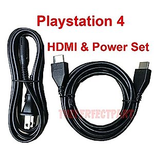 OEM New Power Cord HDMI Cable Hook Up Connection Set, Compatible with PS4