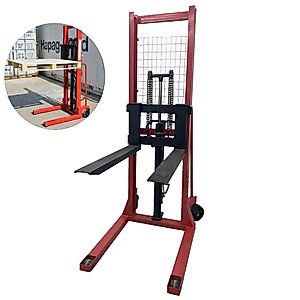 TECHTONGDA Manual Hydraulic Hand Pump Stacker Pallet Stacker Lift Truck Hydraulic Lift Handling Tools with 2200lbs Capacity 63" Lift Height for Single Sided Pallet
