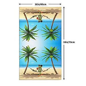 VunKo Summer Green Frog Kitchen Microfiber Hair Hand Dish Towel Home Soft Highly Absorbent Decorative Dishcloth for Bathroom Beach Hotel Gym Spa Yoga 16 x 28 in