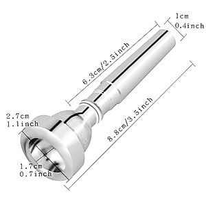 EastRock 3C Trumpet Mouthpiece Silver Plated Bb Trompeta Mouthpiece Trumpet Instrument Accessories Vacuum Packed