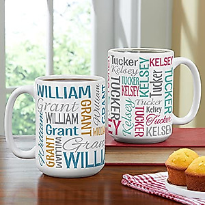 Let's Make Memories Personalized Your Name Signature Mug - Custom 15oz Coffee Mug - Pink/Teal