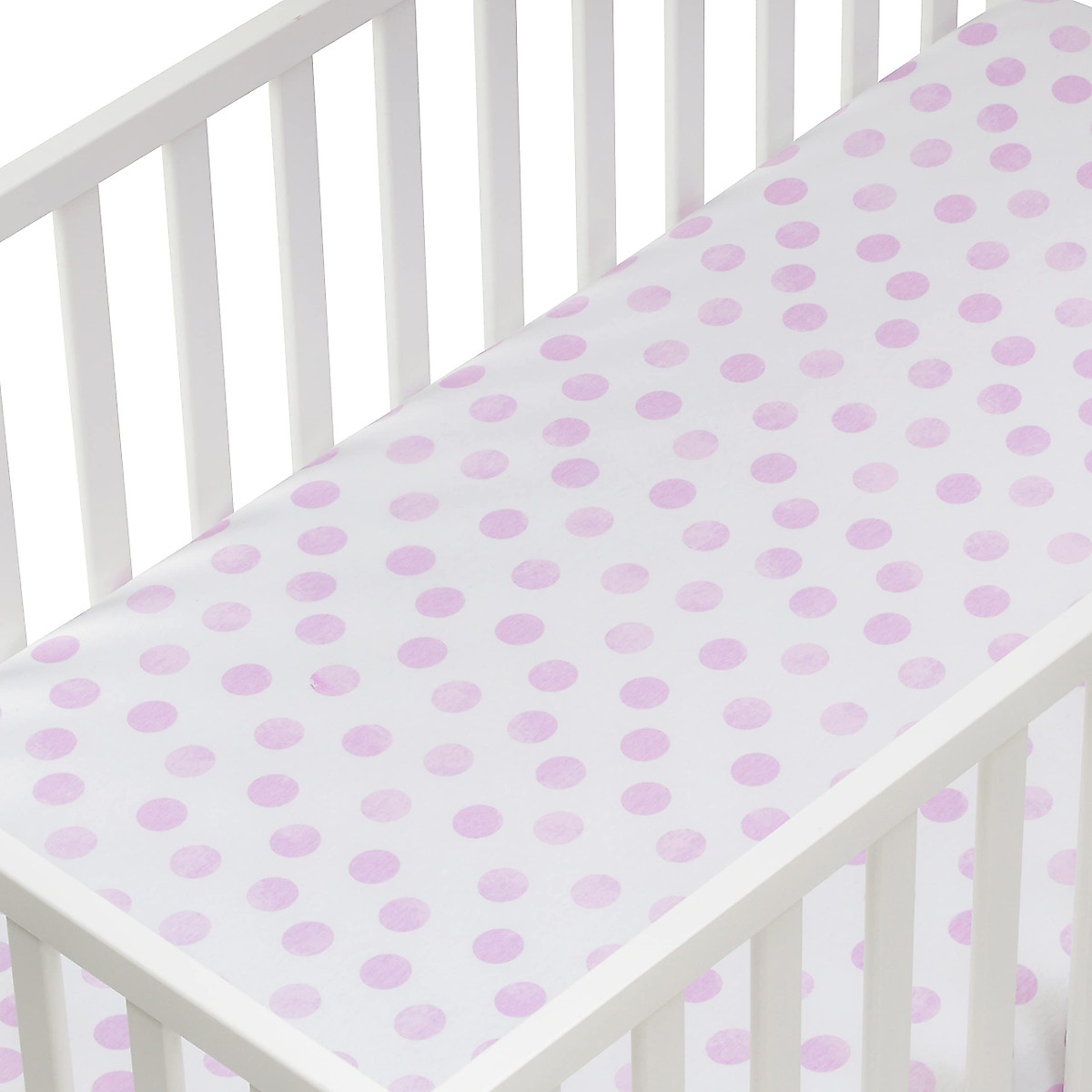 Andi Mae Crib Sheet - Purple Dots - 100% Jersey Cotton - Fits Standard Crib or Toddler Mattresses